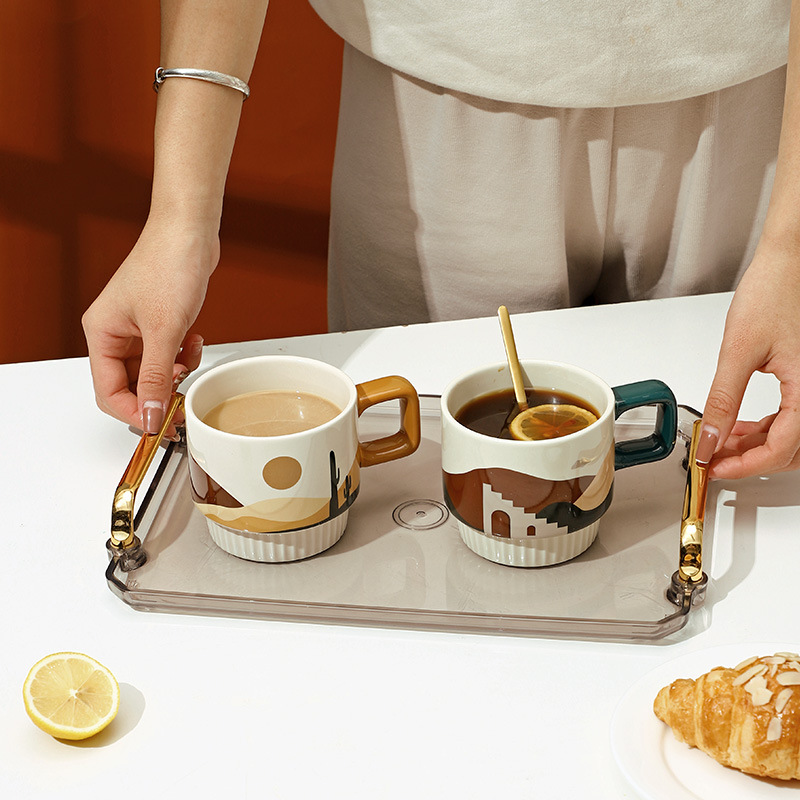 Mugs Coffee Cups with Spoon Desert Cactus Ceramic ... – Grandado