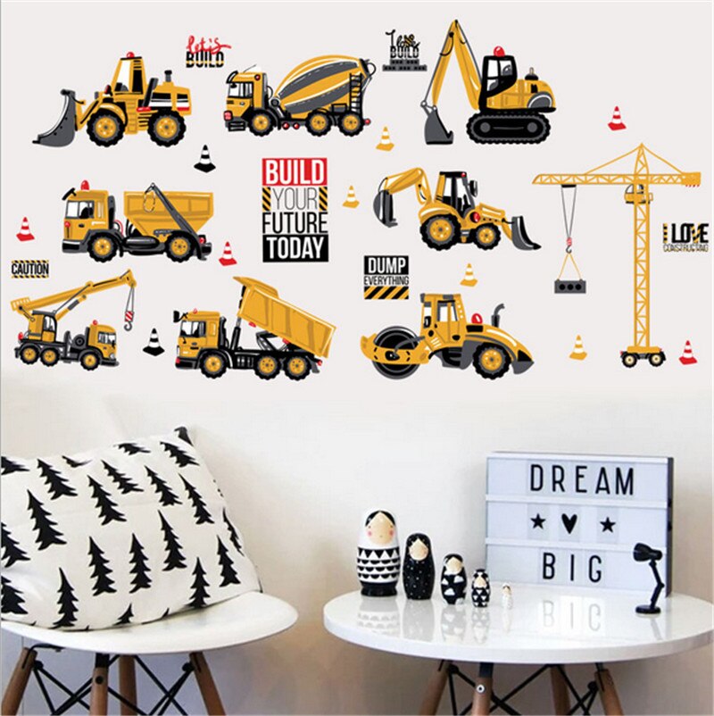 Cartoon Construction Vehicle Car Wall sticker buil... – Grandado