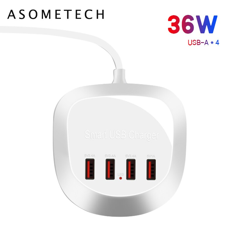 Cargador USB de 4 puertos Hub 20W PD QC3.0 Carga r... – Grandado