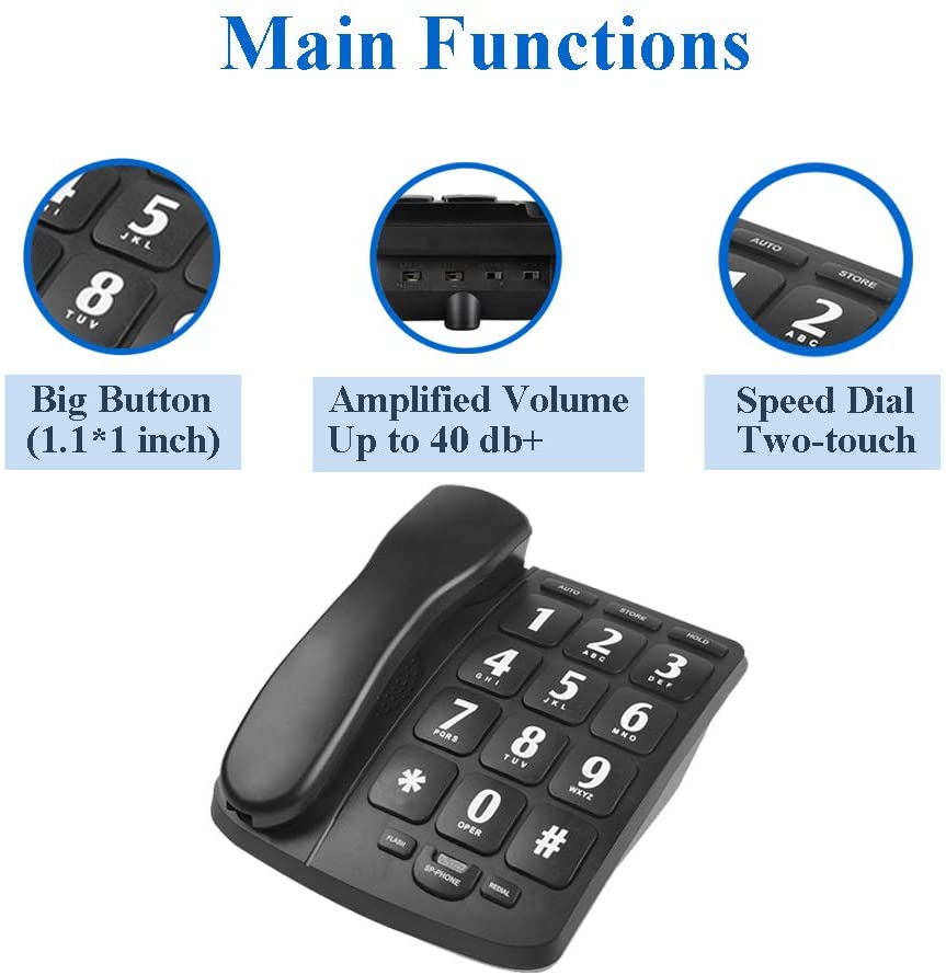 Amplified Big Button Landline Phones for Seniors P... – Grandado