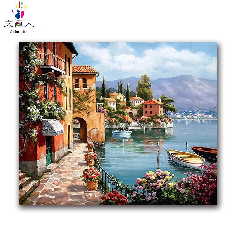 scenery building painting by numbers Paris Street ... – Vicedeal