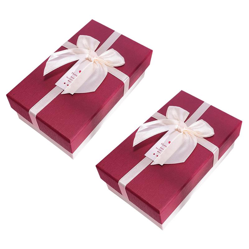 2Pcs Bowknot Box Package Case Rectangle Paper Box – Grandado
