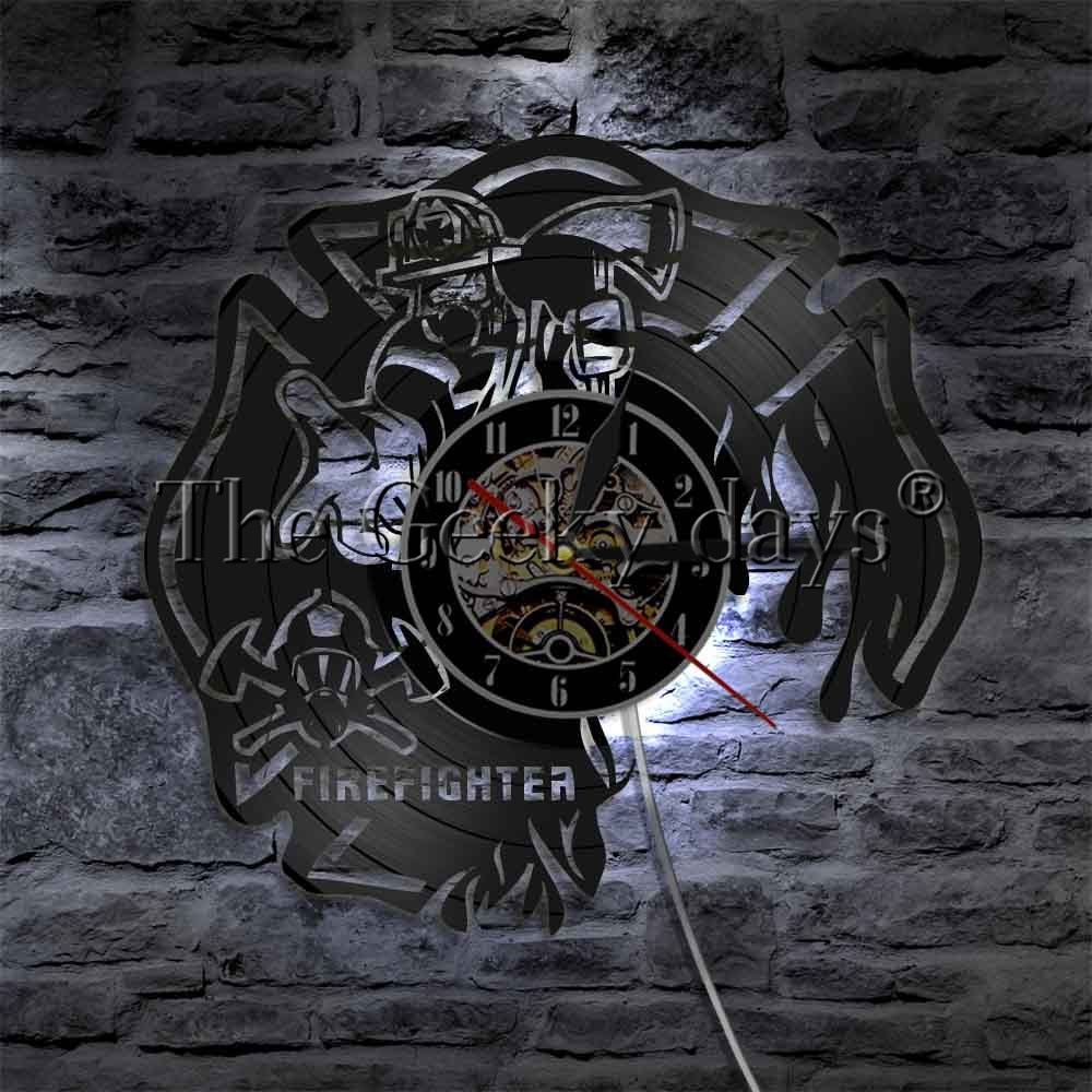 1Piece Firefighter Idea For Firemen Vinyl Clock Re... – Vicedeal