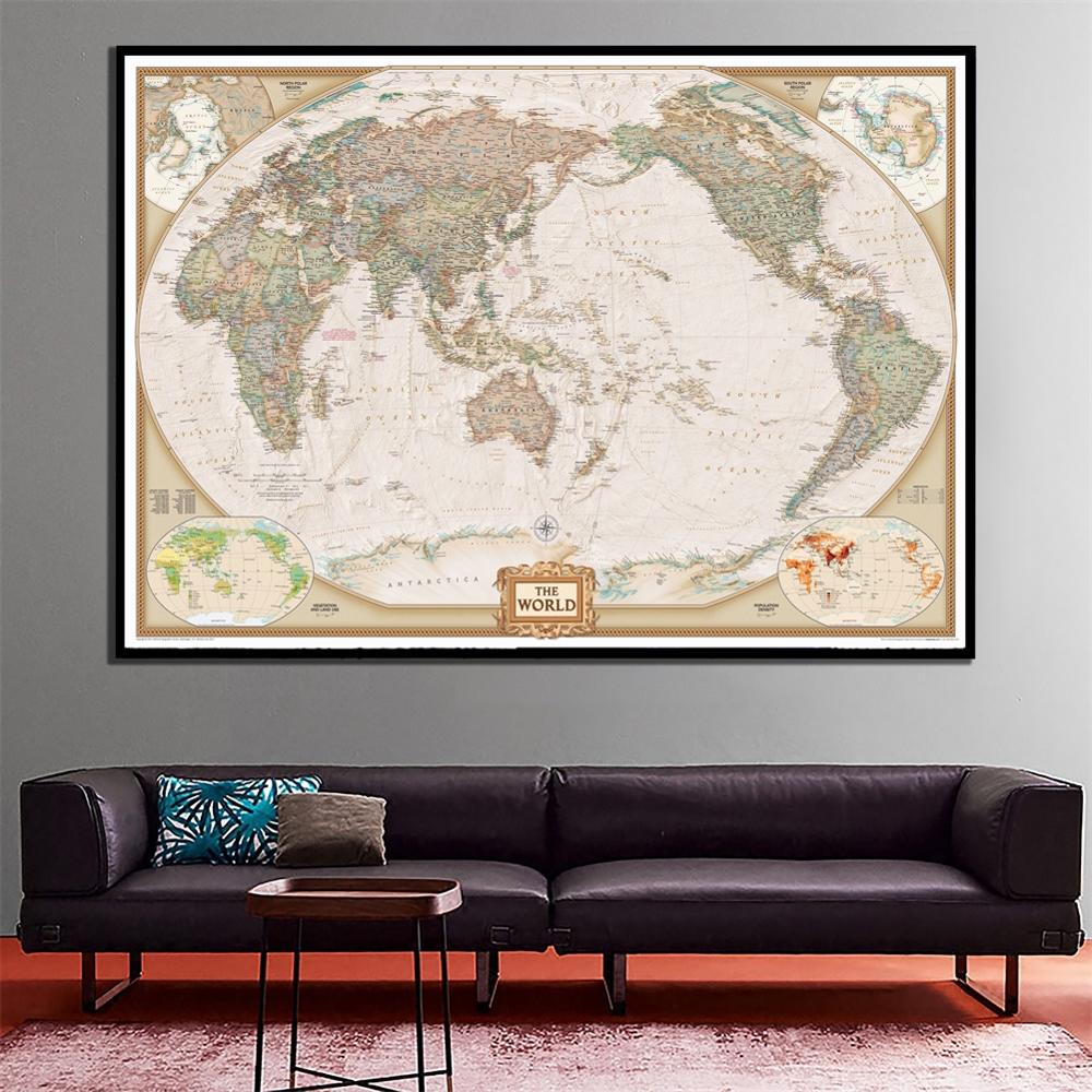 A2 Size HD Printed Vector Map World Physical Map W... – Vicedeal