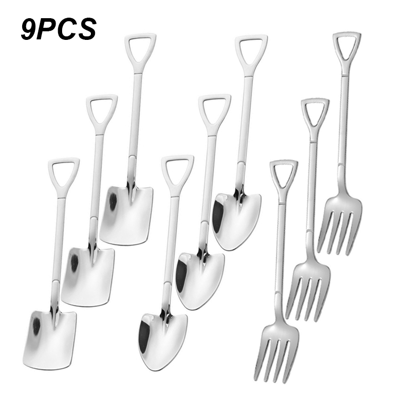 9 Pieces Shovel Spoon Fork Coffee Handle Dessert I... – Grandado