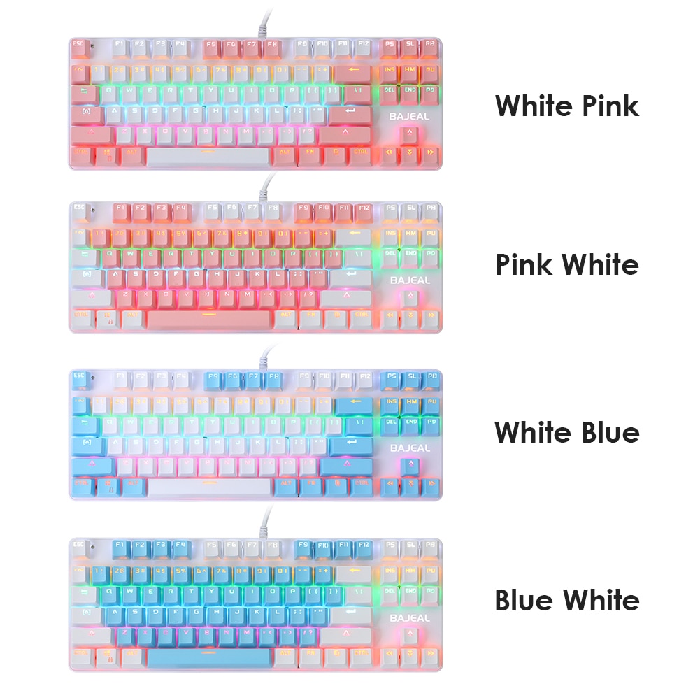 Two-color 87 Keys USB Green axis Gaming Switch Mec... – Grandado