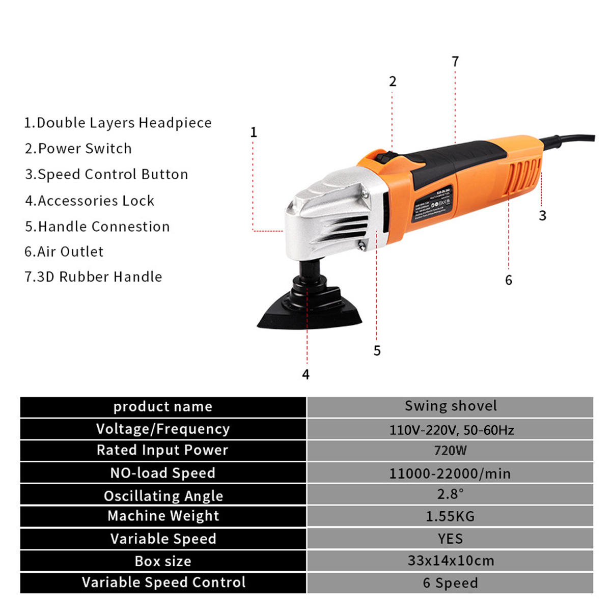 720W 110/220V Multifunction Oscillating Tool Elect... – Vicedeal