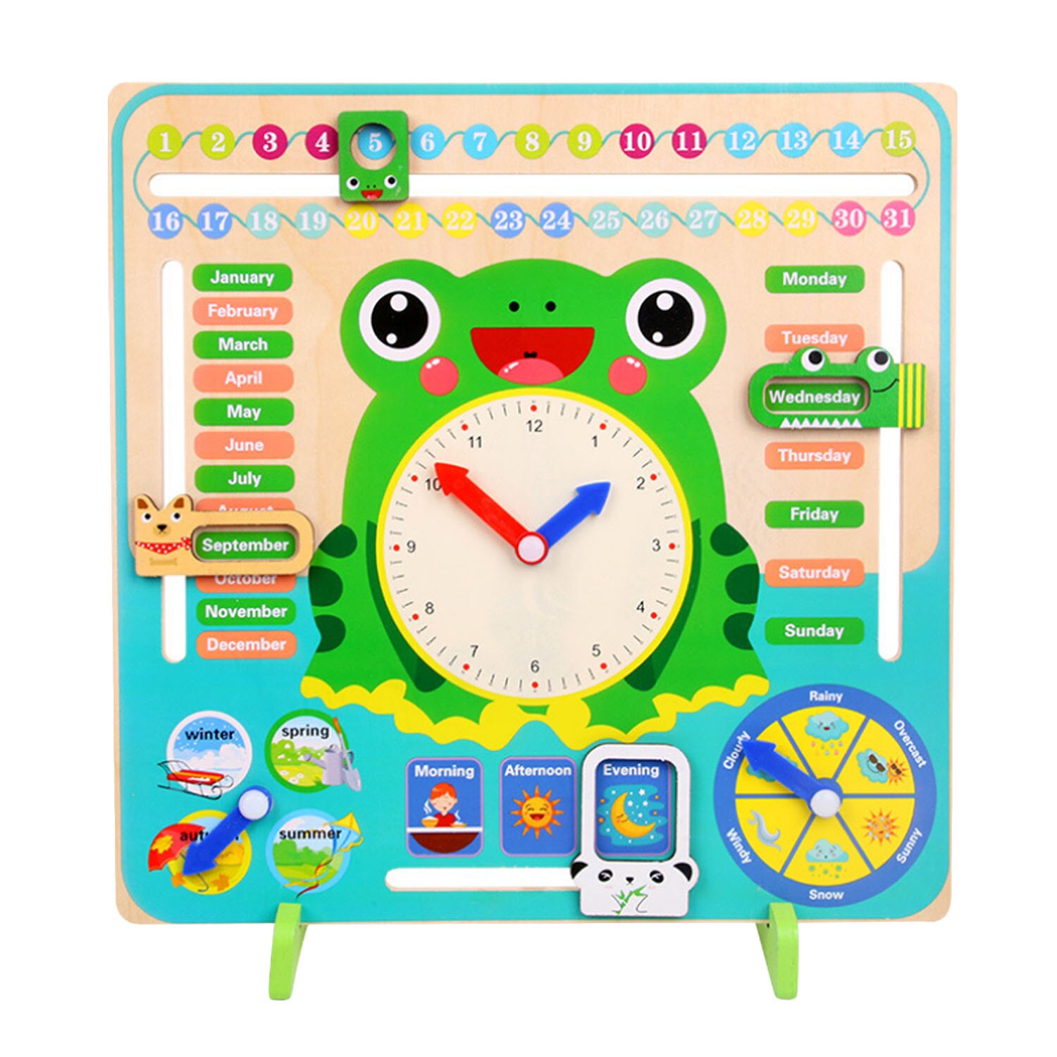Kids Educational Frog Clock Wooden Toy Time Number... – Grandado