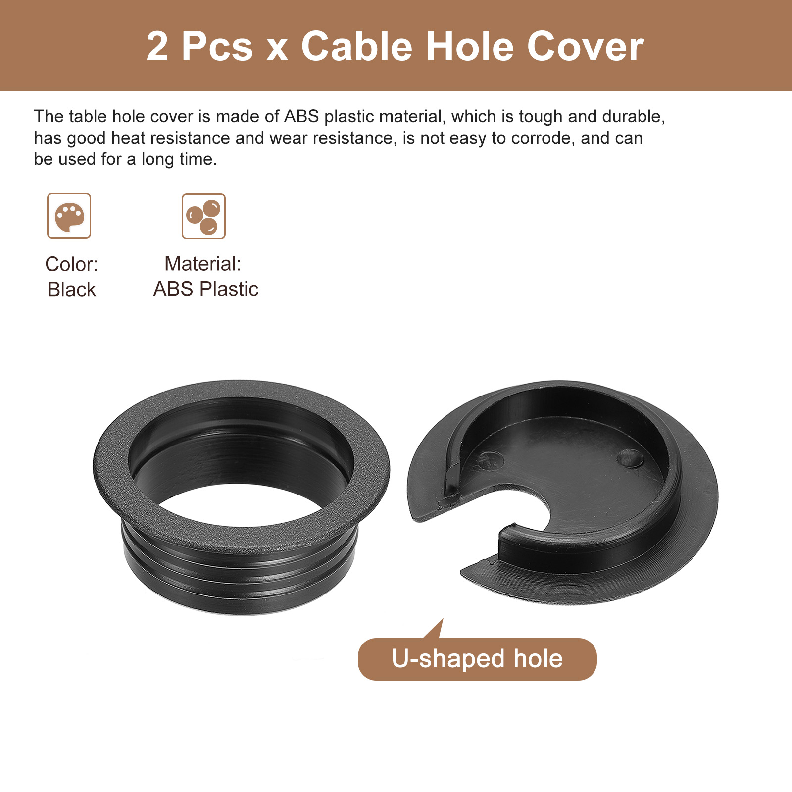 2pcs 38mm 45mm Cable Hole Cover ABS Plastic Desk C... – Grandado