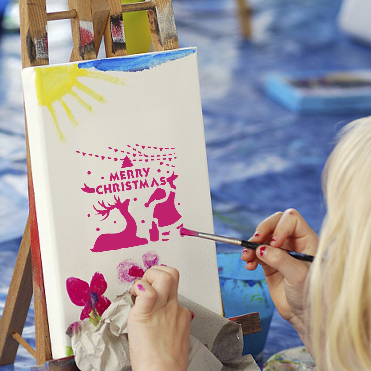 16 Sheets Christmas Pattern Stencil Painting Drawi... – Grandado