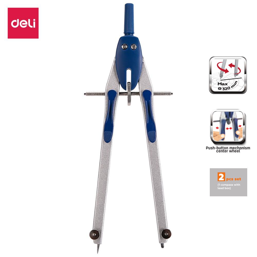 Deli Compass Geometry Set with Lock Durable Zinc a... – Grandado