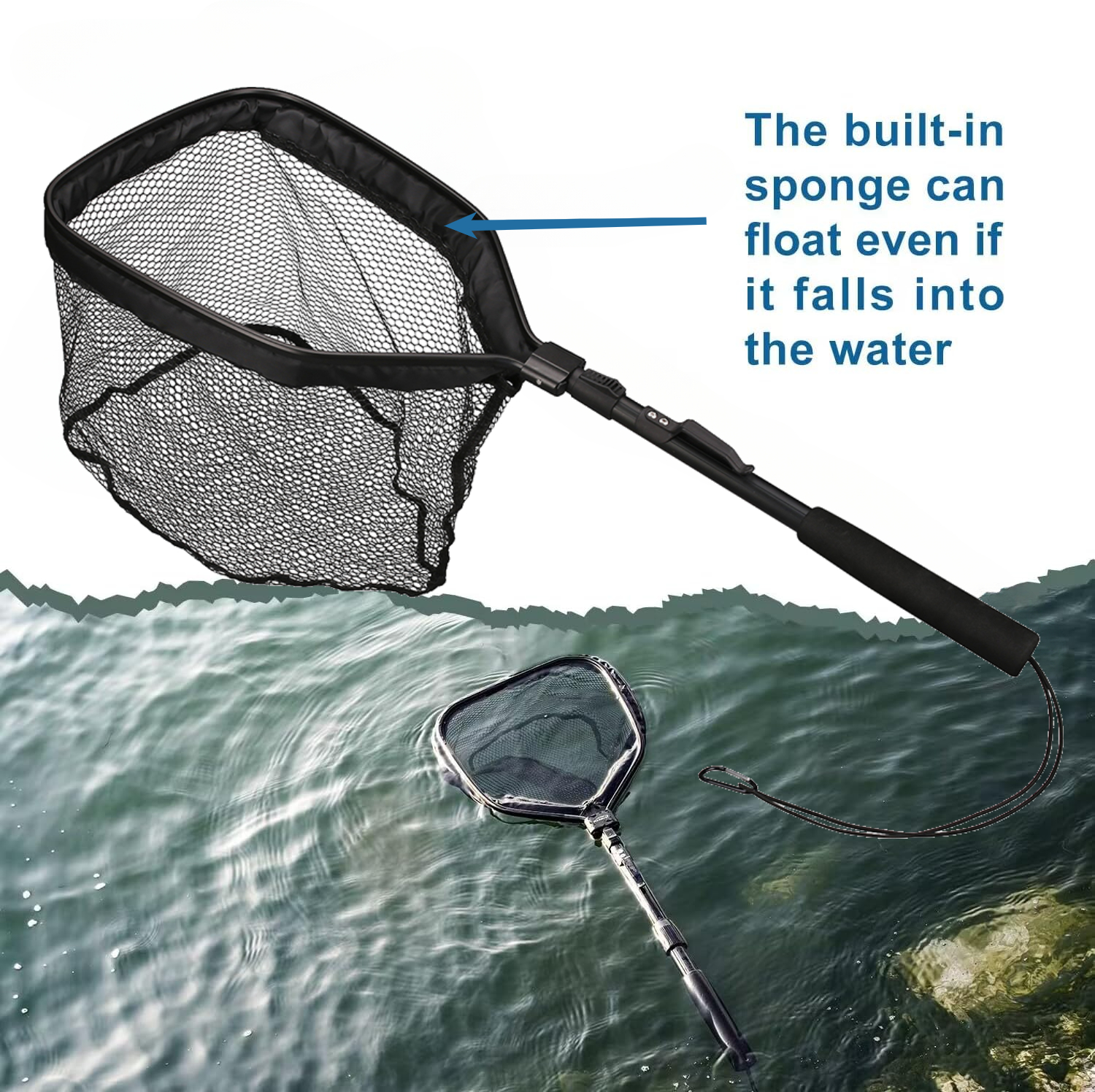 Foldable Floating Fishing Net with Telescopic Pole... – Grandado
