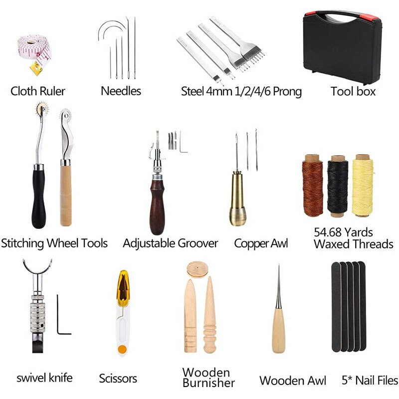 50 Pieces Leather Working Tools And Supplies With ... – Grandado