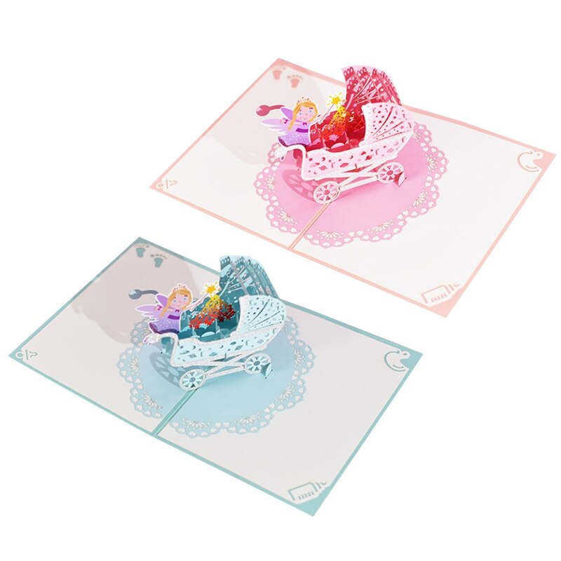 13ME 3D Pop Up Card Handmade Newborn Stroller Gree... – Grandado