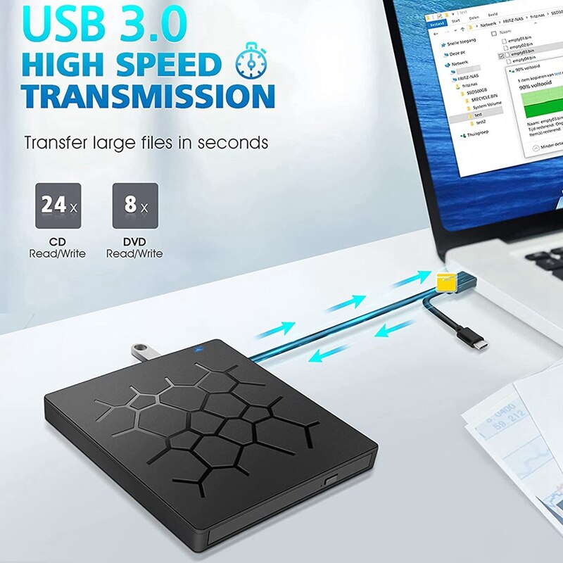 Externe Dvd Drive, Usb 3.0 Cd Dvd Brander Voor Lap... – Grandado