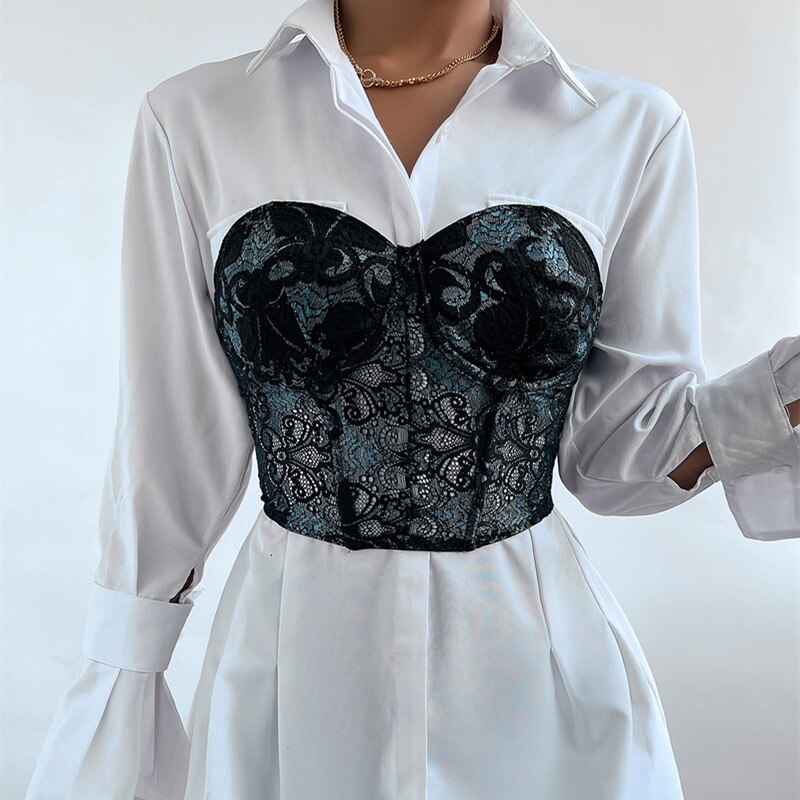 2022 Women Short Bandeau Patchwork Lace Strapless ... – Vicedeal