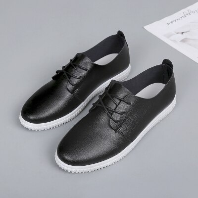 Spring Summer White Shoes Women Flat Leather Soft ... – Grandado