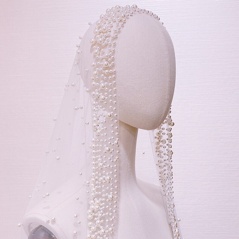 Pearls Off White 3M Long Wedding Veil NO Comb One ... – Grandado