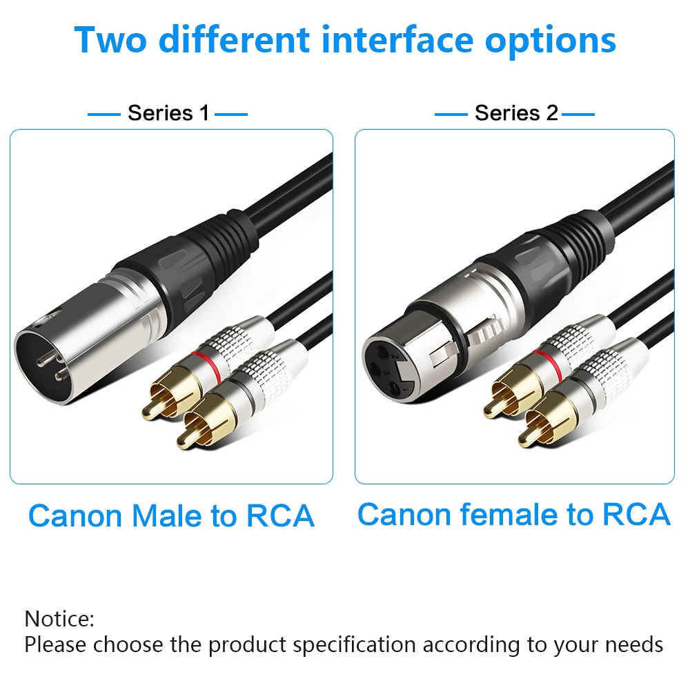 XLR to Dual RCA Audio Cable 2 RCA Male to XLR 3 Pi... – Grandado