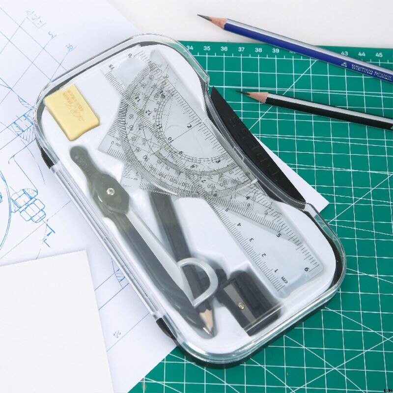 7pcs/set Math Geometry Protractor Drawing Compass ... – Vicedeal