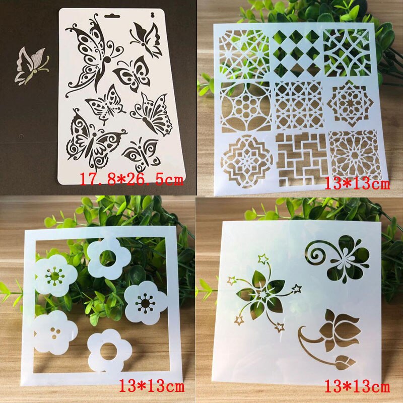 4pc/set Stencils Butterfly Flower Plastic Template... – Grandado