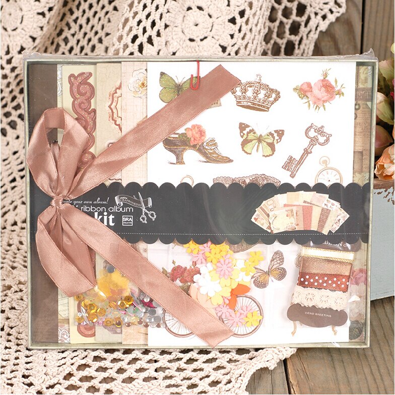 Floral Vintage Scrapbook Photo Album DIY Ribbon Co... – Grandado