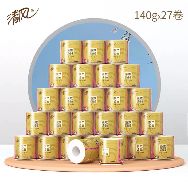 QingFeng Roll Paper 140g * 27Rolls Toilet Tissue N... – Grandado