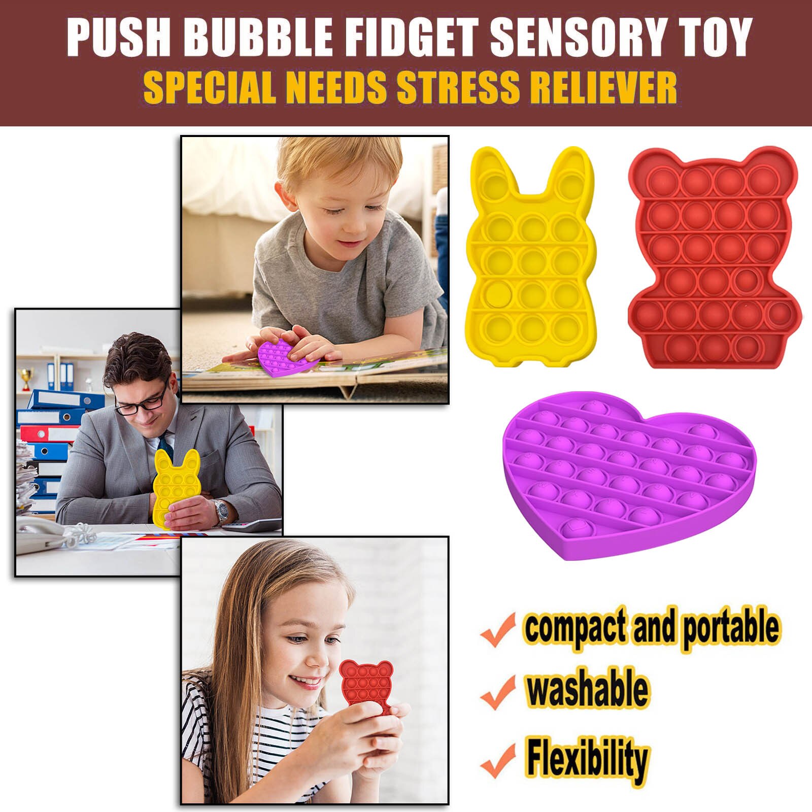 Push Bubble Fidget Sensory Toy Autism Special Need... – Grandado