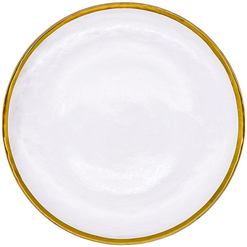 Glass Food Serving Plate Gold Inlay Edge Fruit Des... – Vicedeal