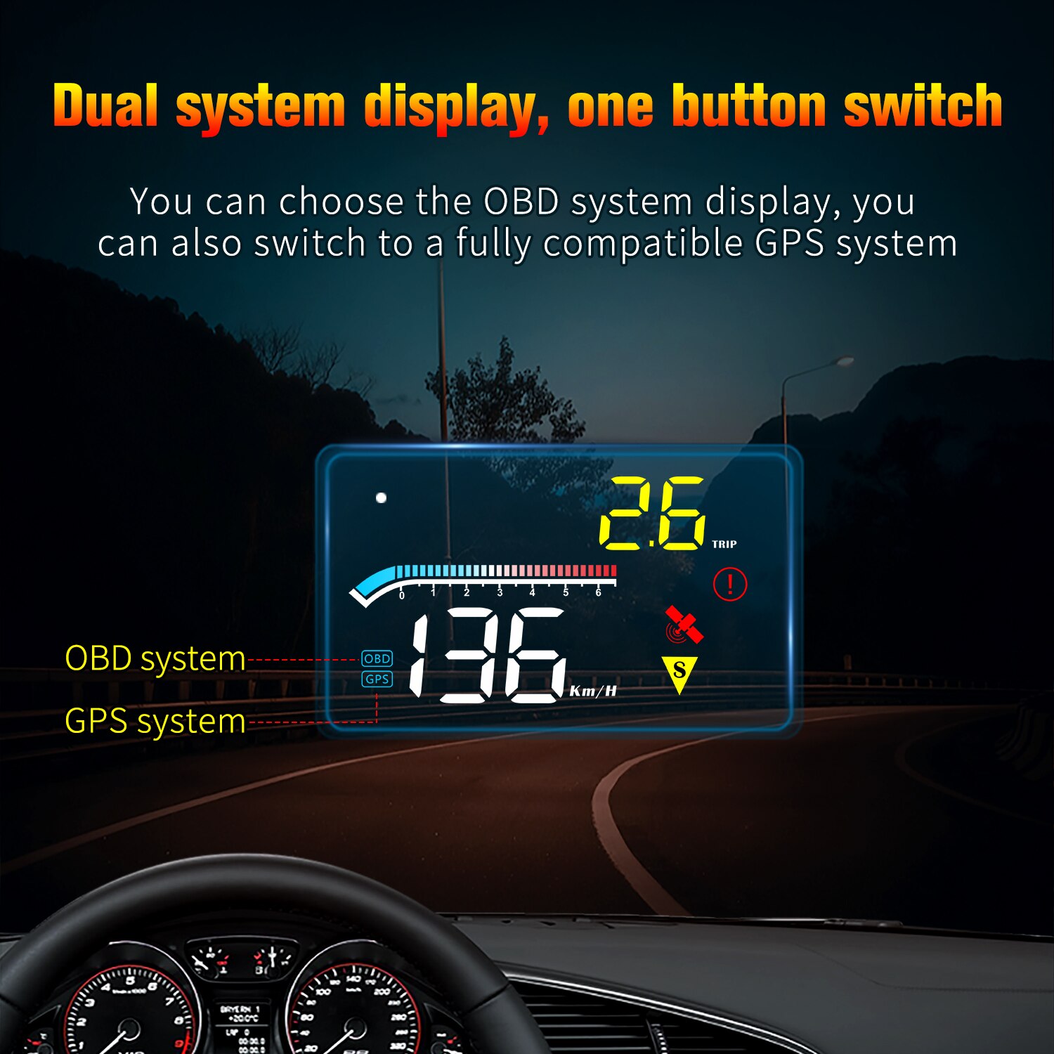 M17 hud obd head up display OBD2 GPS Dual System W... – Grandado