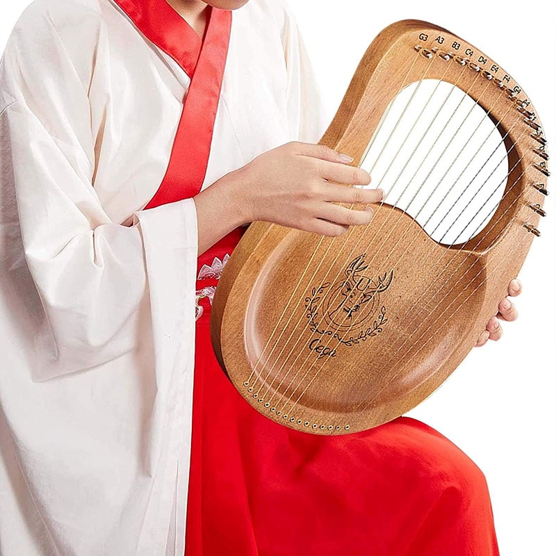Cega Lyre Harp,16 Metal Strings Harp Mahogany Lyre... – Vicedeal