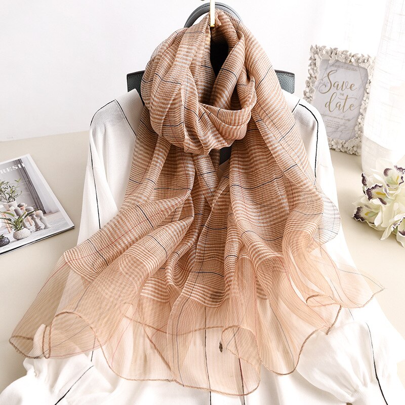 Silk Scarf Women Soft Long Autumn Winter Scarves S... – Grandado