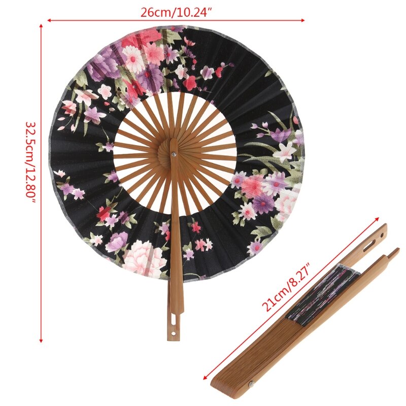 Japanese Flower Pocket Folding Hand Fan Round Circ... – Grandado