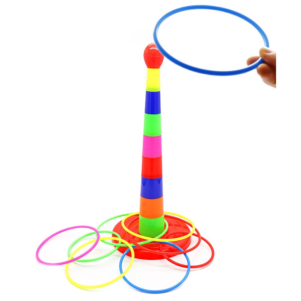 Rainbow Color Plastic Tower Stacking Toss Ring Gam... – Grandado