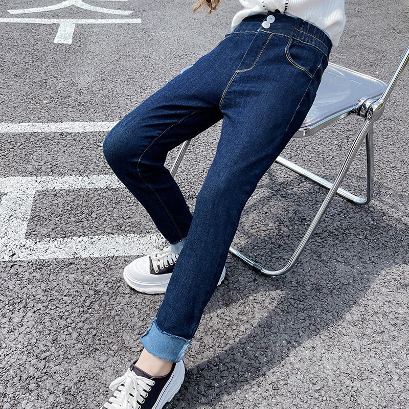 Kids Jeans for Girls Spring Autumn Dark Blue Child... – Grandado