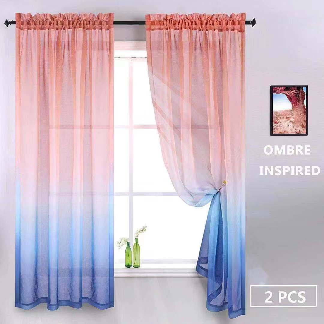 Gradient Color Semi Sheer Curtains Bright Color Mo... – Vicedeal