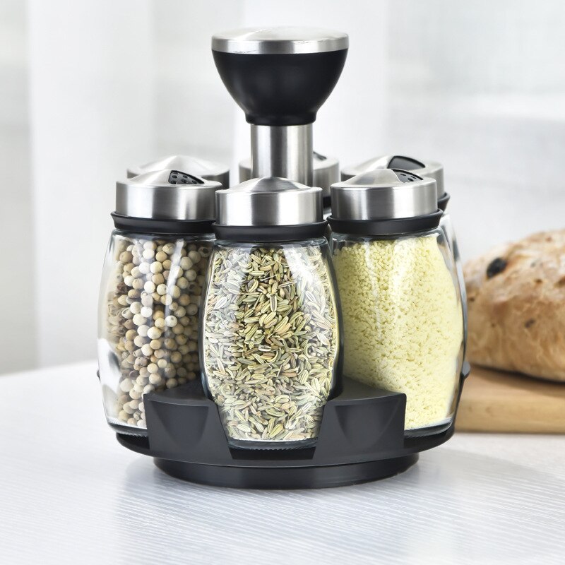 Household Kitchen Glass Spice Jar Rotating Seasoni... – Vicedeal