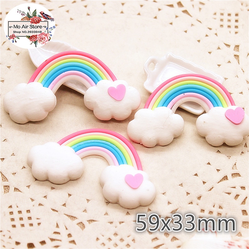 5 STKS polymer clay hand made roze hart regenboog ... – Vicedeal