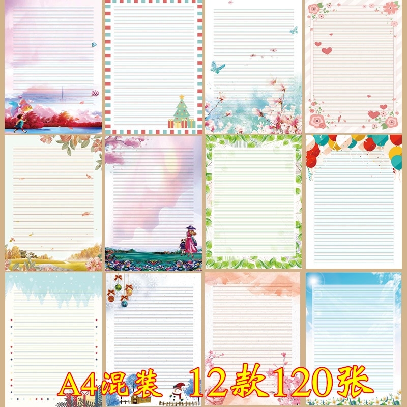 12 Style 120pcs/Lot English Homework Paper A4 Colo... – Grandado