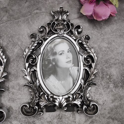 Retro Photo Frame Relief Golden Oval Modern Home D... – Grandado