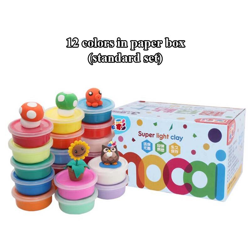 12 / 24 / 36 Colors Super Light Modeling Clay Set Air Dry Soft Plasticine Plastilina Play Dough ...