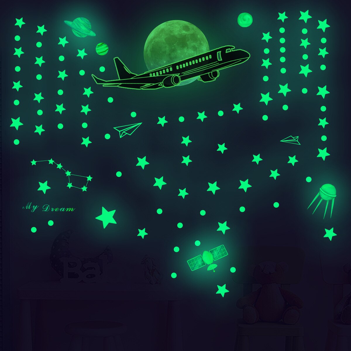 Luminous Wall Stickers The Plane Star In The Night... – Grandado