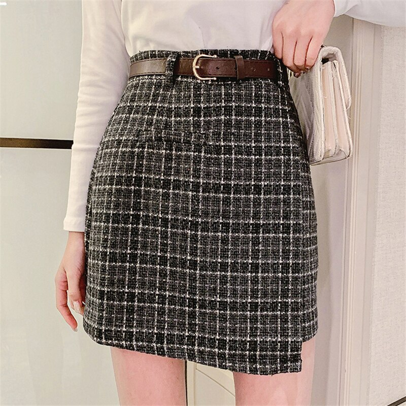 Women Plaid A-Line Skirt Spring Office Ladies Mini... – Vicedeal