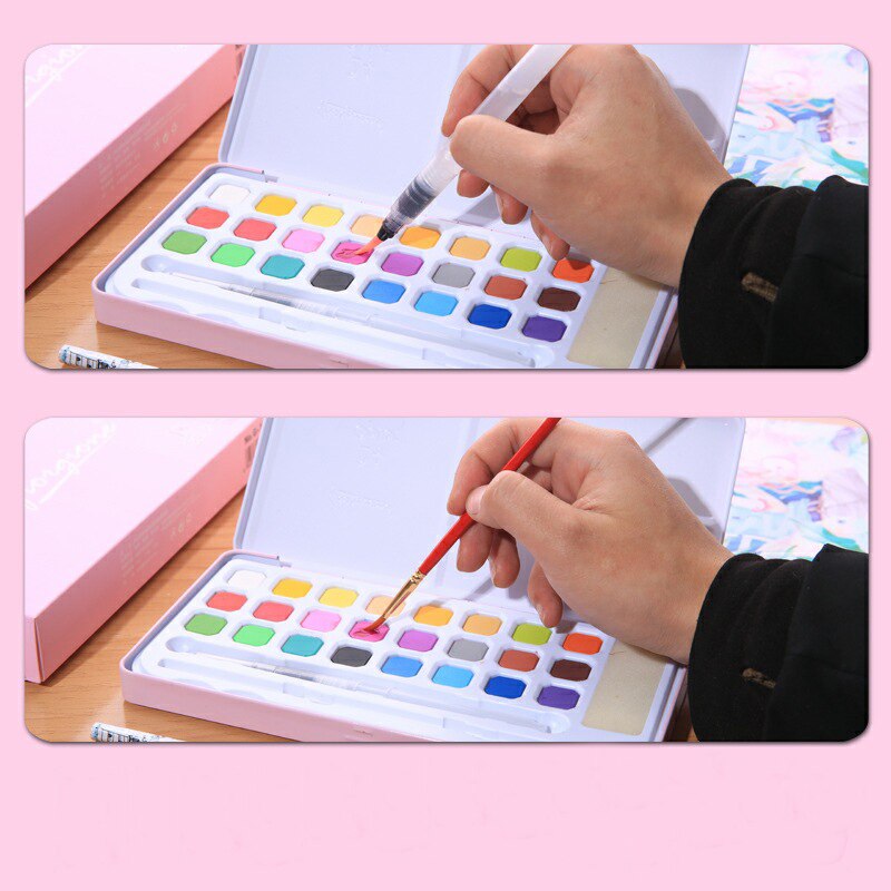 24 Colors Solid Watercolor Paint Set Transparent W... – Grandado