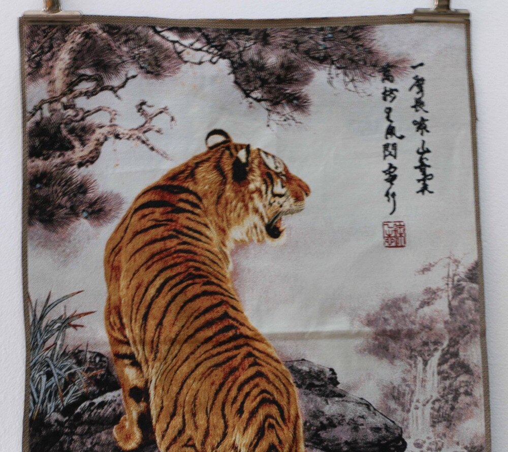 Tibet Silk Embroidery statues up the hill Tiger Th... – Grandado