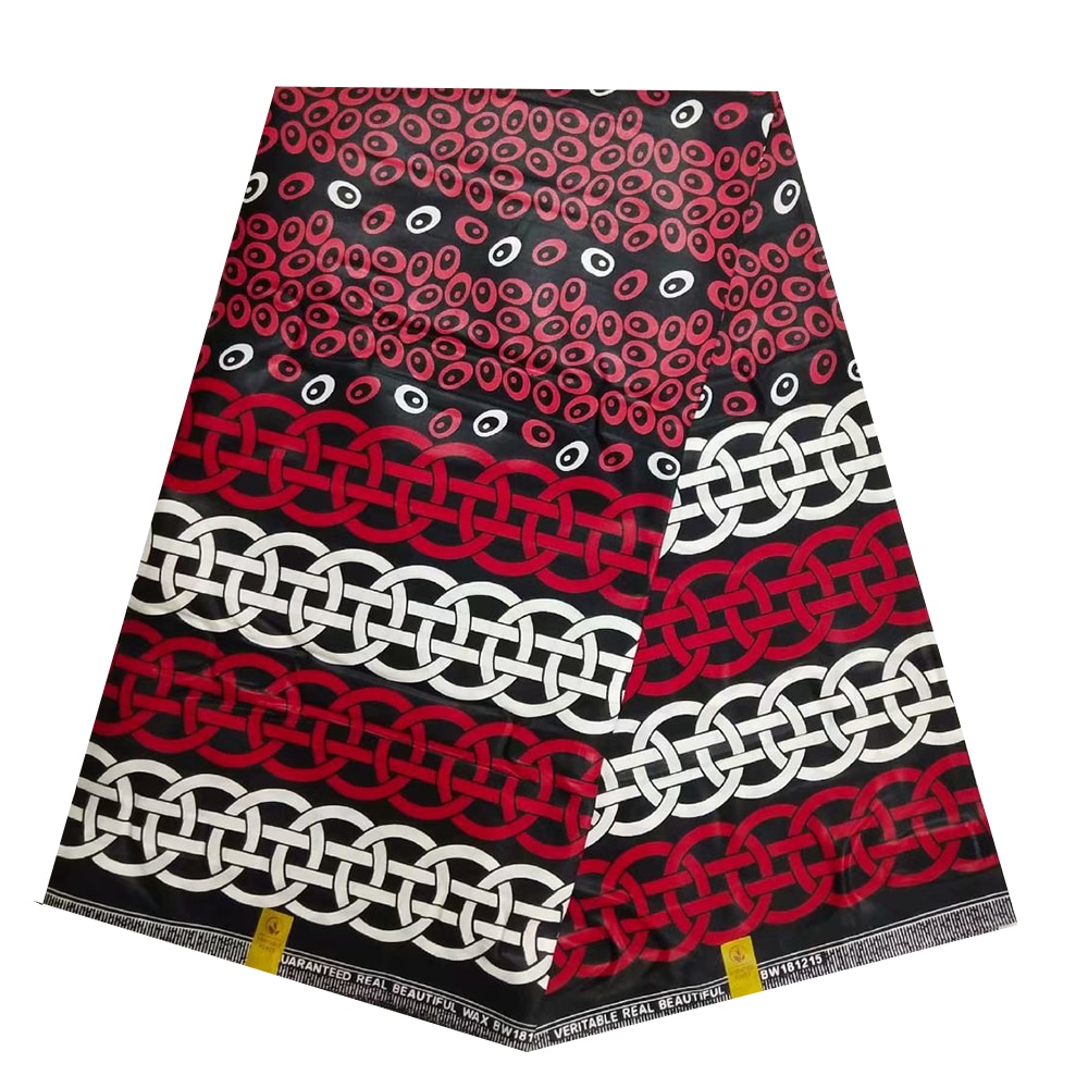 Red Ghana African JAVA Tissus Wax Pange 100% Cotto... – Grandado