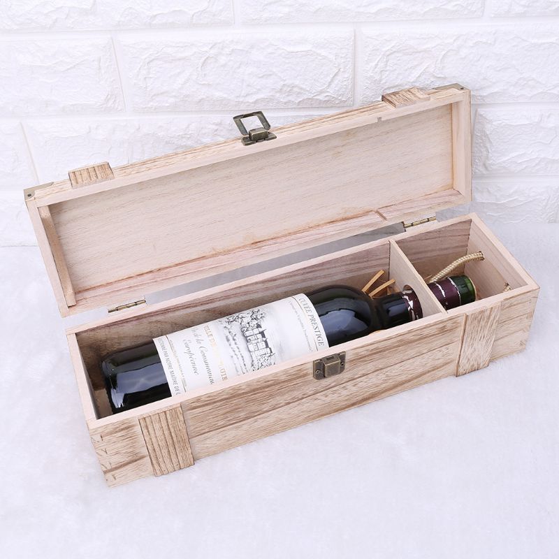Retro Empty Single Bottle Red Wine Box Paulownia W... – Grandado