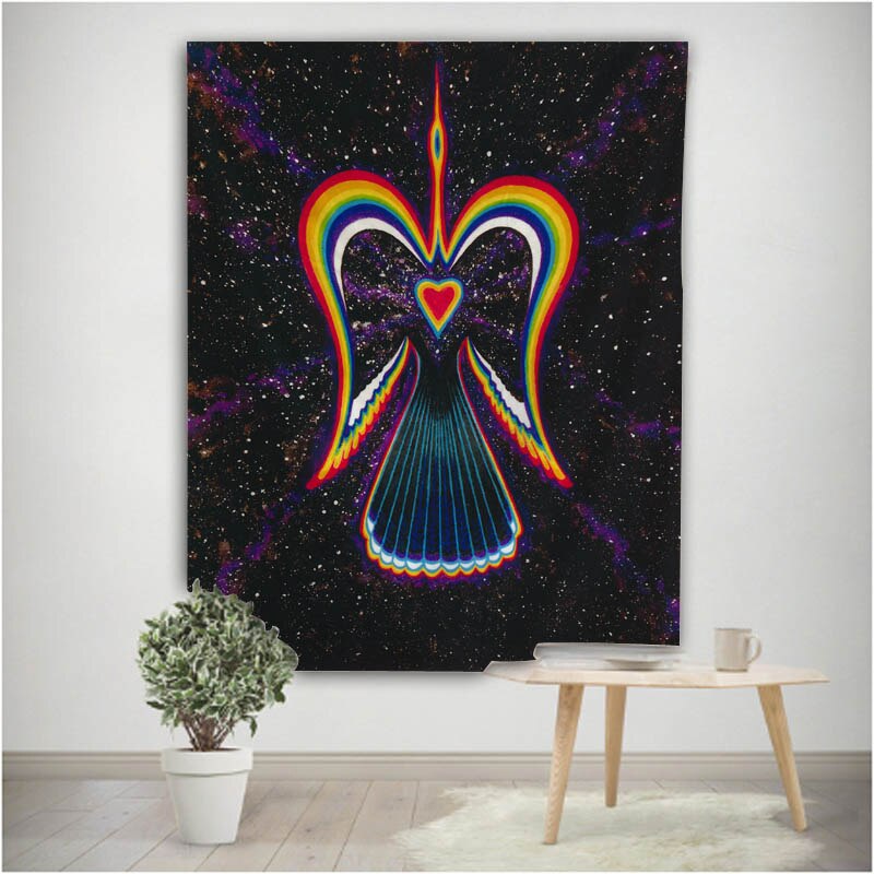 Wings ins wind painting girl tapestry art deco bla... – Grandado