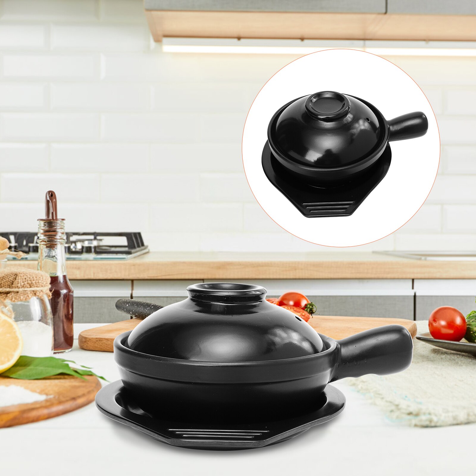 1 Set Ceramic Casserole Stewpan Stew Pot Casserole... – Vicedeal