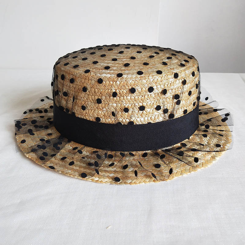 202203-shi summer sunshade dot mesh handmade straw... – Grandado